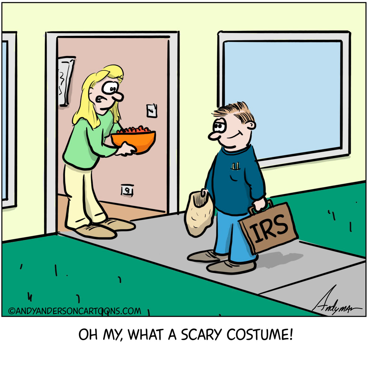 Cartoon about Halloween costumes & the IRS | Andy Anderson Cartoons