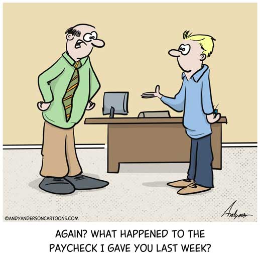 Cartoon about your paycheck | Andy Anderson Cartoons