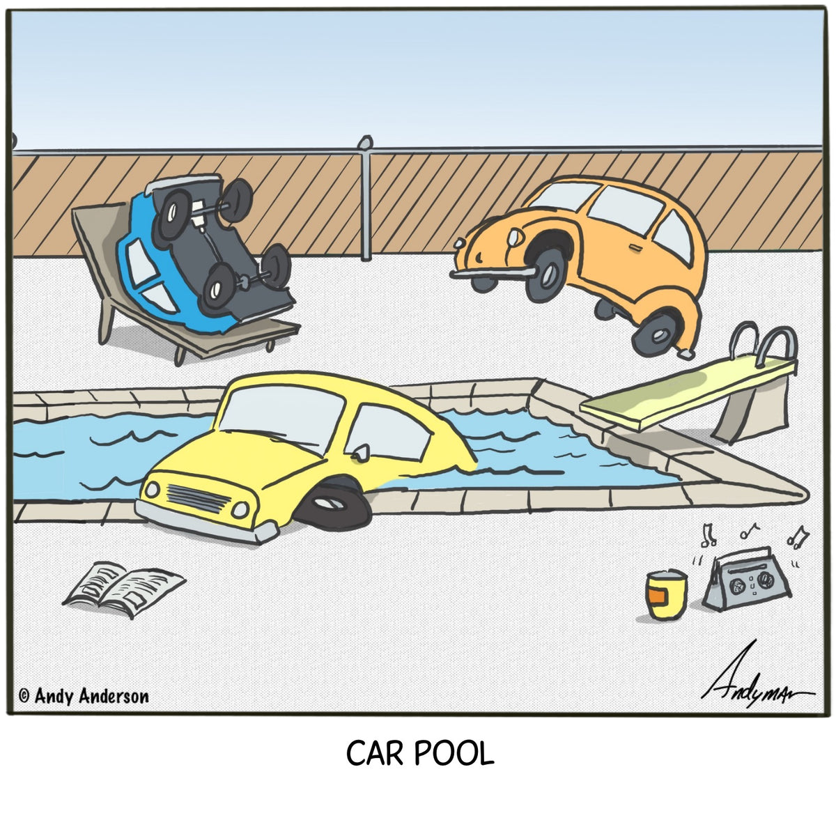 Cartoon/Meme about carpooling by Andy Anderson – Andy Anderson Cartoons