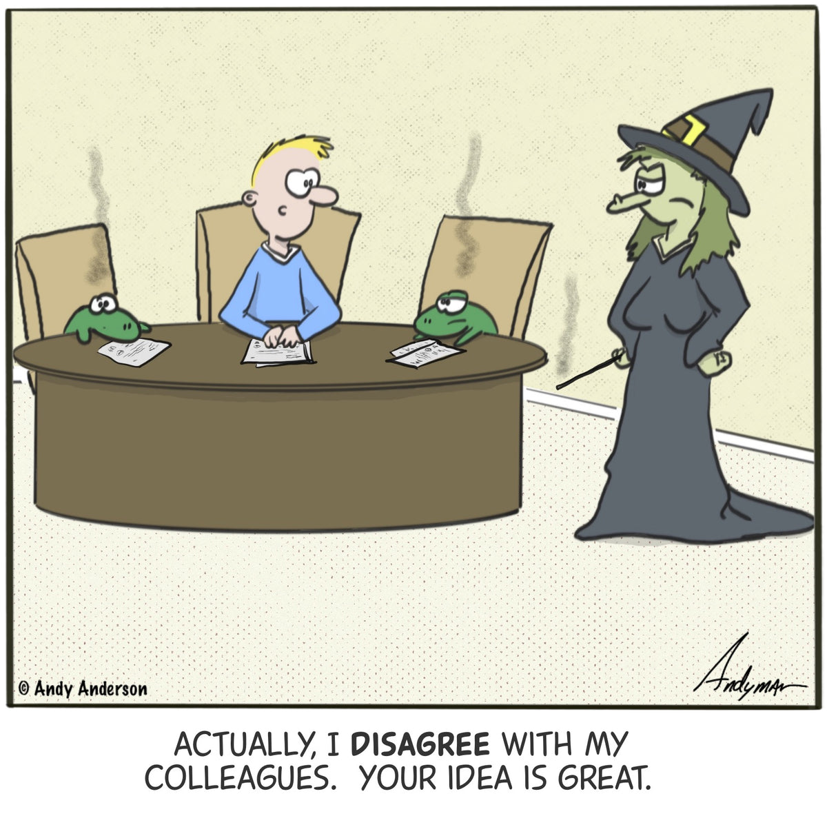 Cartoon/meme about agreeing with the boss – Andy Anderson Cartoons