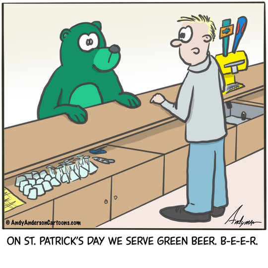 Cartoon/meme about green beer on St. Patrick's Day – Andy Anderson Cartoons