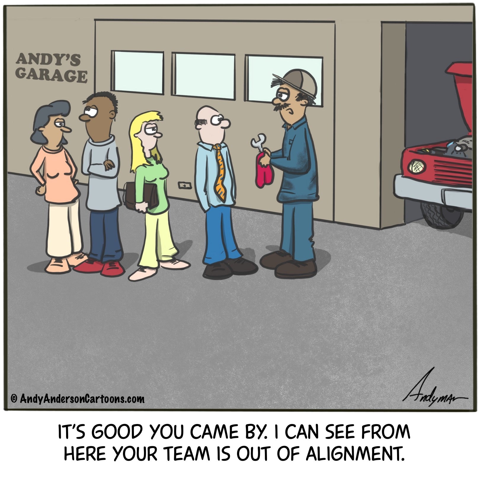 Cartoon/Meme about team alignment | Andy Anderson Cartoons